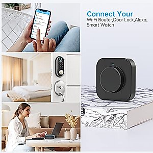 SMONET Smart Lock Wi-Fi Gateway, G2 Gateway Wi-Fi Bridge Remote Control Keyless Entry Door Lock, Smart Hub Work with Alexa, Google Home Voice Control for Homes and Hotel