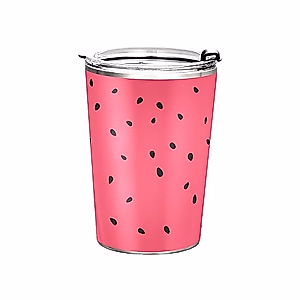 Jihqo Cartoon Watermelon Dot Tumbler with Lid and Straw, Insulated Stainless Steel Tumbler Cup, Double Walled Travel Coffee Mug Thermal Vacuum Cups for Hot & Cold Drinks 12oz