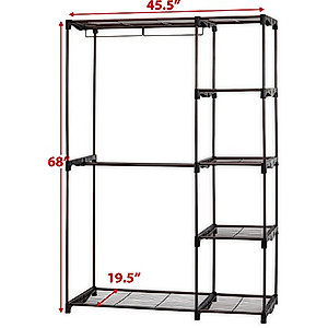 Simple Houseware Freestanding Cloths Garment Organizer Closet with Cover, Dark Gray