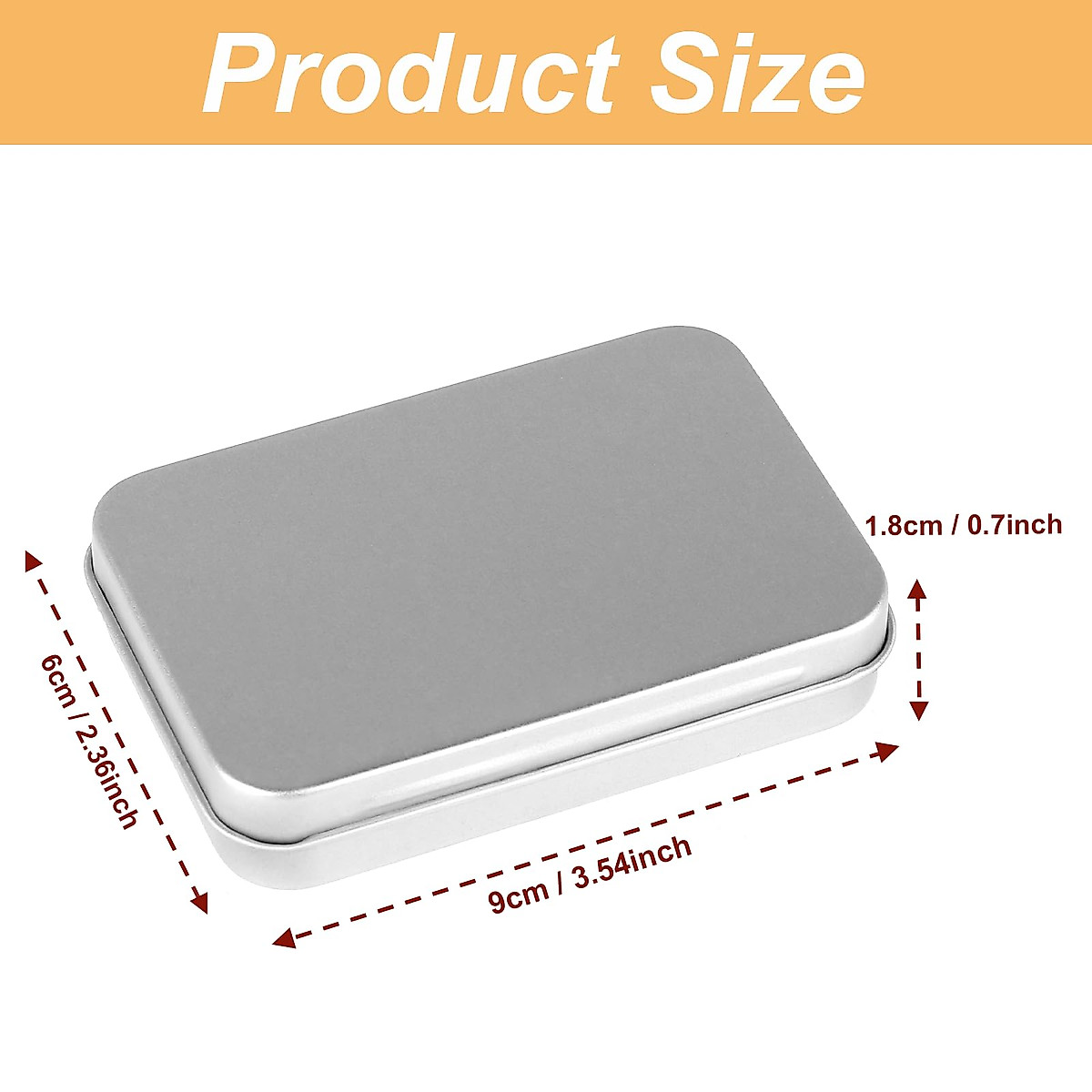 Tin Box with Lid, Small Metal Box Rectangular Hinged Lids Tin Empty Tins Box Containers Mini Cookie Tin Case Portable Metal Tins with Lids for Candies Soaps Earrings Jewelry Crafts Gifts, Silver
