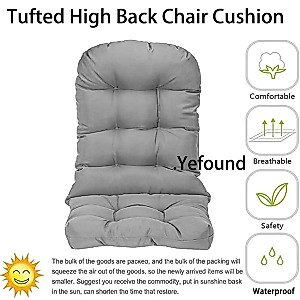 Yefound Patio Chair Cushion for Adirondack, Waterproof Tufted High Back Rocking Chair Cushion, Indoor and Outdoor Furniture Seat Chair Cushions Pads with Ties (Teal)