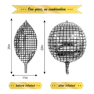 6 PCS Disco Ball Balloons Silver Disco Balloons 22 Inch Large 4D Round Metallic Mylar Foil Disco Balloons Party Supply Decorations for 70s 80s 90s Disco Themed Party Birthday Bachelorette Party