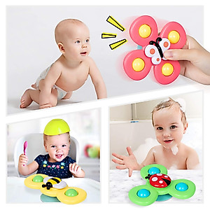 NARRIO Travel Toys , Suction Cup Spinner Infant Baby Toys 12-18 Months, First Easter Birthday Gifts Girl Toys, Spinning Top Sensory Toys for Toddlers Age 1-3 Year Old Boy