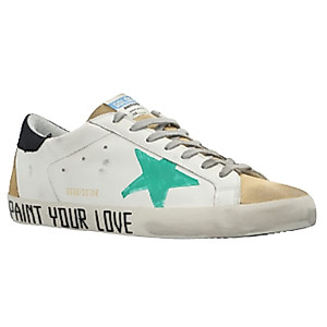Golden Goose Super-Star Leather Upper Serigraph Star Suede Spur Canvas Heel Serigraph Mens Sneakers-42 White