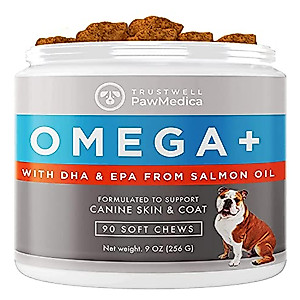 PawMedica Omega 3 for Dogs, Dog Skin and Coat Supplement for Dogs with Fish Oil Dogs Love, Dog Omega 3 Helps with Dog Dry Skin, Dog Omega 3 6 9 Vitamin for Dogs, Omega 3 Dog Chews for Dog Allergies