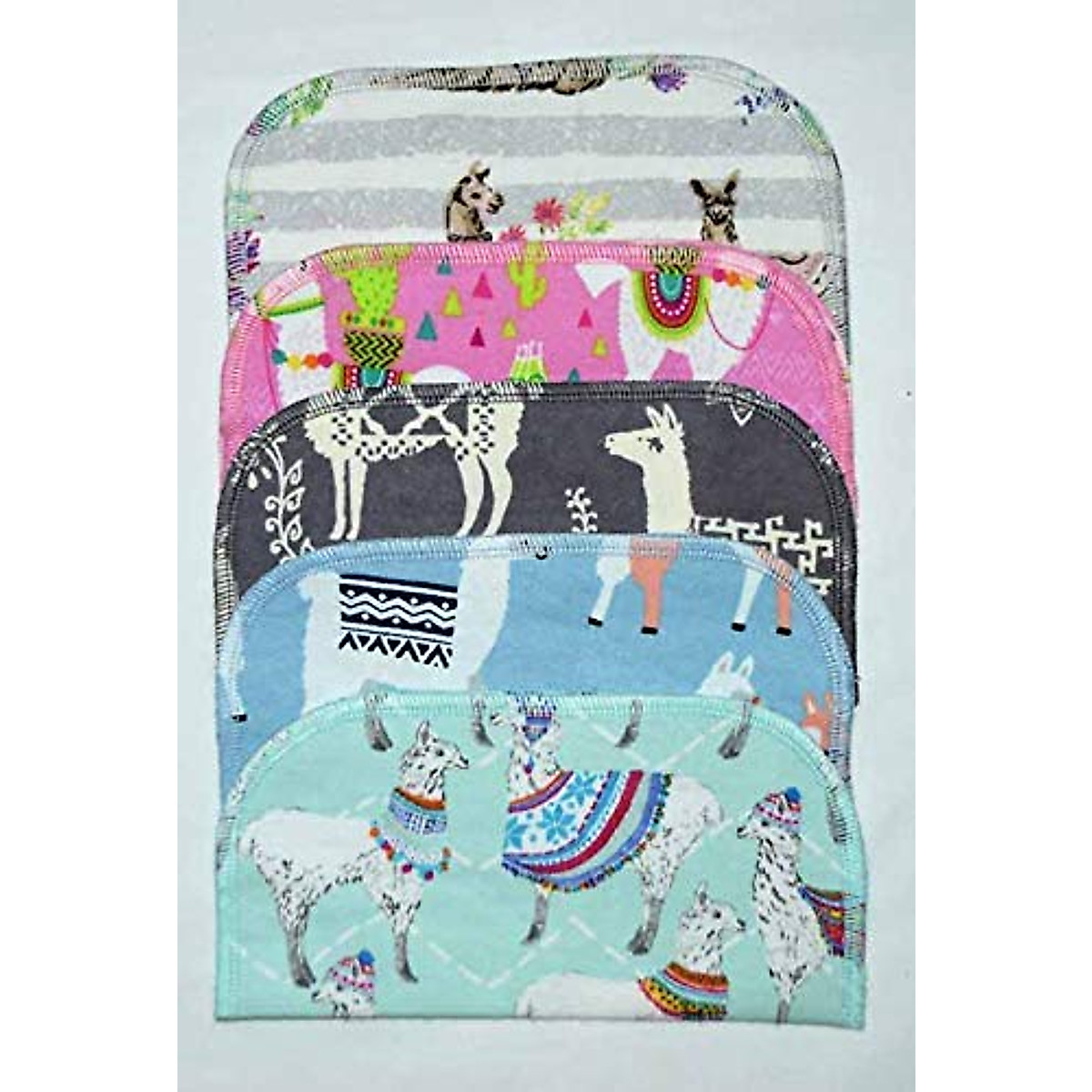 2 Ply Printed Flannel Washable. Llama and Alpaca- Set Napkins 8x8 inches 5 Pack - Little Wipes (R) Flannel