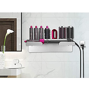 EUTRKei Dyson Airwrap Styler Holder, Storage Stand for Dyson Airwrap Styler Wall Mounted, Organizor Rack for Airwrap Styler and Attachments, Silver, (Only Stand)