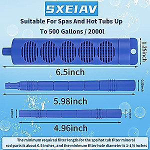 Spa Mineral Sticks Parts Cartridge Sticks for Hot Tub Filter Cartridge, Replacement Spa in-Filter Mineral Sticks Parts with Mineral Particles, Natuer 2 Stick for hot tub Chemicals (4 Pcs, Blue)