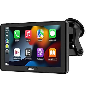 2023 Newest Portable Car Stereo with Wireless CarPlay and Android Auto, Spedal NaviCam-786 Apple CarPlay Dash Mount Car Screen, 7" IPS Touchscreen, Mirror Link/Bluetooth/Navigation/Voice Control