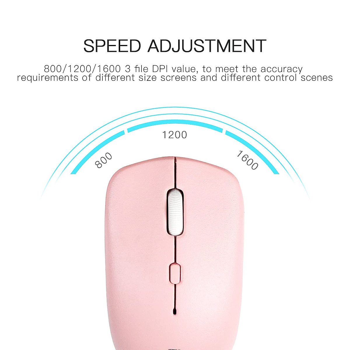 RECCAZR Wireless Keyboard and Mouse Combo, 2.4Ghz Full Size Wireless Keyboard and DPI Adjustable Mouse,Long Battery Life, Lag-Free Wireless Keyboard and Mouse for PC, Windows, Desktop, Laptop(Pink)