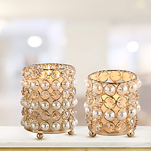 Dotline Deco Candle Holders Most Preferred Decorative Crystal Candle Holder for Home Office Living Room Indoor Garden Dining Great Gift, for Weddings, Anniversary, Party and Home Décor(Gold, Small x1)