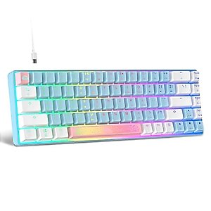 MANBASNAKE MK14 60% Mechanical Gaming Keyboard, Compact 68 Keys Mini Wired Office Keyboard, Hot Swappable RGB Gaming Keyboard with Blue Switch for Windows/Laptop/PC/Mac Gamer
