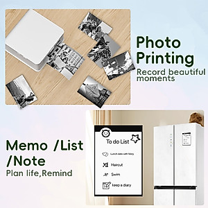 eWonLife Mini Printer, Wireless Portable Sticker Printer Therma Bluetooth Small Pocket Inkless Printer with 3 Different Rolls Paper for DIY, School Notes, Pictures, Memo, Label Makers for Home