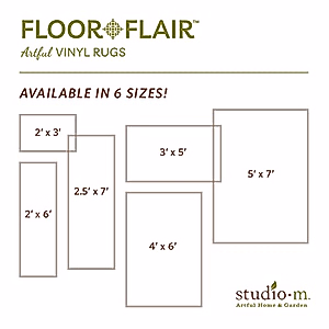 Studio M Floor Flair Indian Summer Floral Bold Floral - 3 x 5 Ft Decorative Vinyl Rug - Non-Slip, Waterproof Floor Mat - Easy to Clean, Ultra Low Profile - Printed in The USA