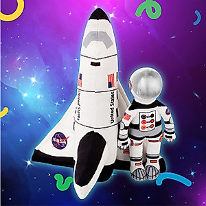 Dazmers 10” Stuffed Space Shuttle and Astronaut Plush Soft and Cuddly Plush Space Shuttle Toy for Kids –Birthday Gift for Boys Girls, Toddlers Pretend Role Play