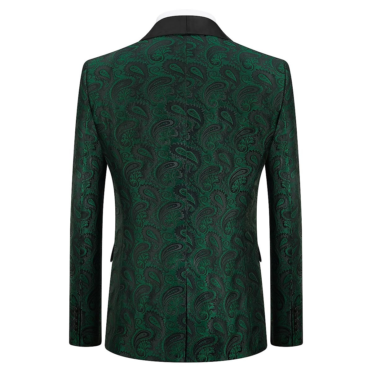 Mens Suits 3 Piece Slim Fit Tuxedo for Men Paisley Suit Prom Tux Shawl Lapel One Button Blazer Vest Pants Set Green