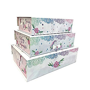 VOTUM Decorative Nesting Storage Boxes with Lids Stackable Box Set with Cute Designs for Girls, Kids - Containers for Storage and Organization - Small, Medium, and Large (Dream Big)