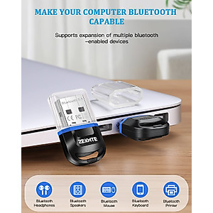 USB Bluetooth Adapter for PC - ZEXMTE Bluetooth Adapter 5.1 EDR,Bluetooth Dongle Receiver for PC Windows 11/10/8/7 - PC to Bluetooth Adapter - Bluetooth USB Adapter for Computer/Laptop