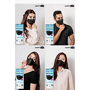 (20PCS) Black Disposable KF94- Face Masks 4-Layer Filters Breathable Comfortable Nose, Good Day, Dust Mask, Black KF94 Masks Made in Korea.