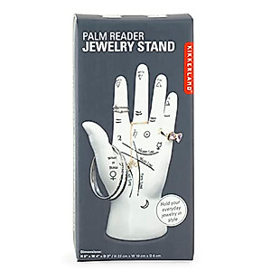 Kikkerland Palm Reader Jewelry Display Mannequin Holder Organizer Storage Stand, White, for Rings, Bracelets, Decoration
