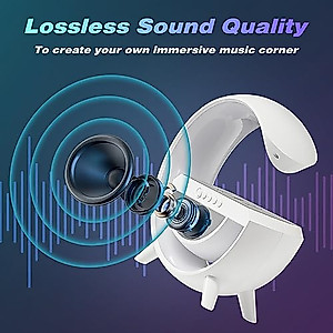 Delxo Wireless Bluetooth Speaker with Phone Charger,G Shape Bluetooth Speakers for Teen Adults Birthday Gift Ideas,Atmosphere Lamp Speaker with LED Night Lights for Bedroom,White