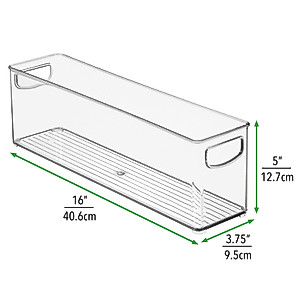 mDesign Plastic Kitchen Organizer - Storage Holder Bin with Handles for Pantry, Cupboard, Cabinet, Fridge/Freezer, Shelves, and Counter - Holds Canned Food, Snacks - Ligne Collection - 2 Pack - Clear