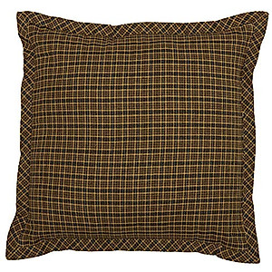 VHC Brands Tea Cabin Patch Pillow 12x12 Country Rustic Bedding Accessory, Moss Green and Deep Red