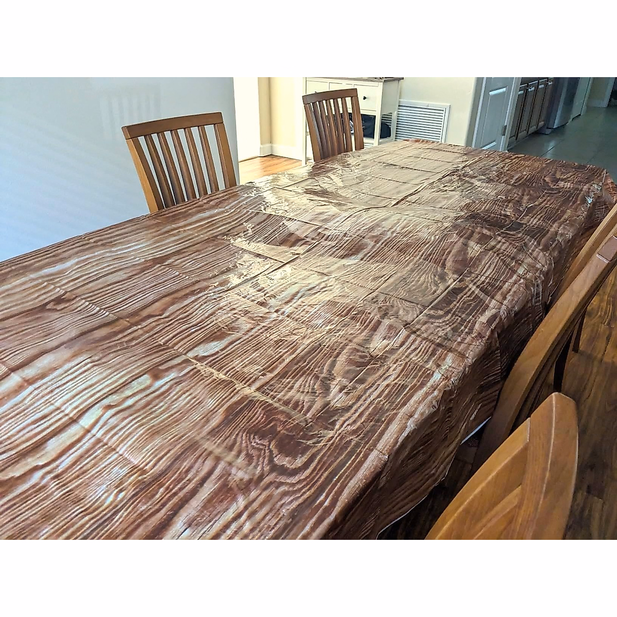 Iconikal Woodgrain Plastic Tablecloth Table Cover, Aged Clear Hemlock, 54 x 108-Inches, 3-Pack