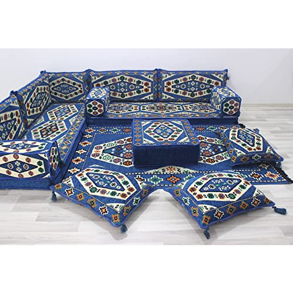 Handmade Traditional Sofa Set, Floor Cushions, Arabic Majlis, Corner Sofa, Floor Couch, Sectional Sofa, Arabic Floor Cushions (L Sofa Full Set)