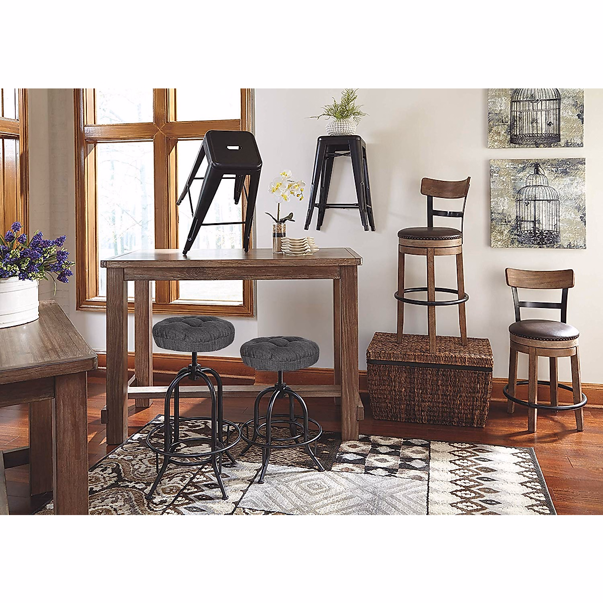 baibu Stool Covers Round, Super Soft Round Bar Stool Cushion Covers Seat Cushion - One Cushion Only（Gray-Black,12" (30 cm)