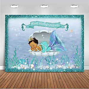 Mocsicka Mermaid Baby Shower Backdrop Under Sea Mermaid Photography Background 7x5ft Vinyl Little Mermaid Baby Shower Party Banner Backdrops