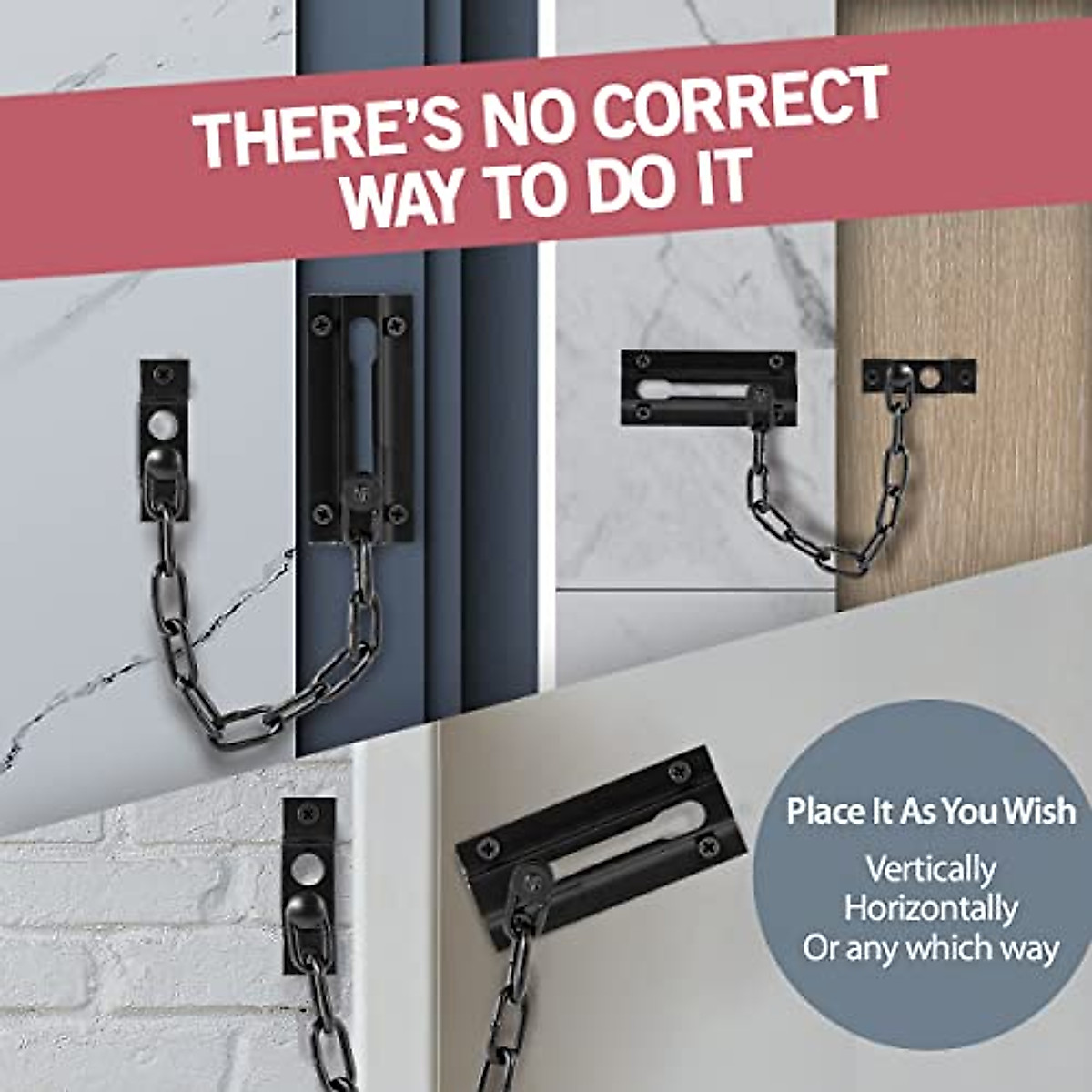 Jack N’ Drill Chain Door Guard with Lock - 2 Pack Chain Lock Door Guard, Sturdy & Rust-Resistant Steel Chain Locks for Inside Door and Extra Front Door Lock, 100% Child Safe (Silver Satin Nickel)