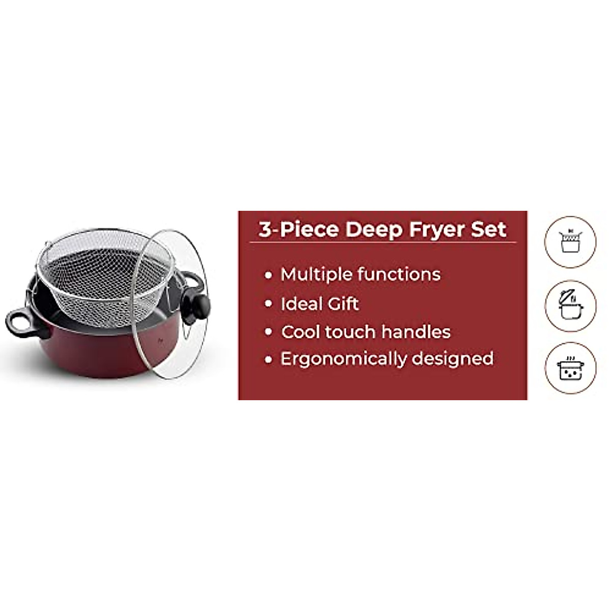 J&V TEXTILES 3-Piece Deep Fryer Set