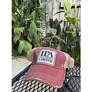 VINTAGE LIFE Distressed Baseball Caps Funny Trucker Hats with Sayings, Unisex (IPA Lot (Dark red))