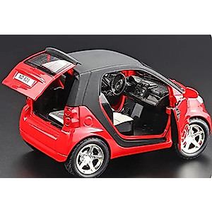 NC Red Pull Back Car Diecast Car Model Collectible Toy Scale 1/32 for Smart Fortwo