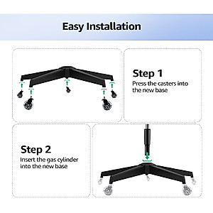 MASTERY MART Office Chair Base Replacement Heavy Duty, Metal Desk Chair Base Replacement Parts with Universal Gas Cylinder Hole and Casters Sockets, 2400+Lbs, Diameter 28", Matte Black