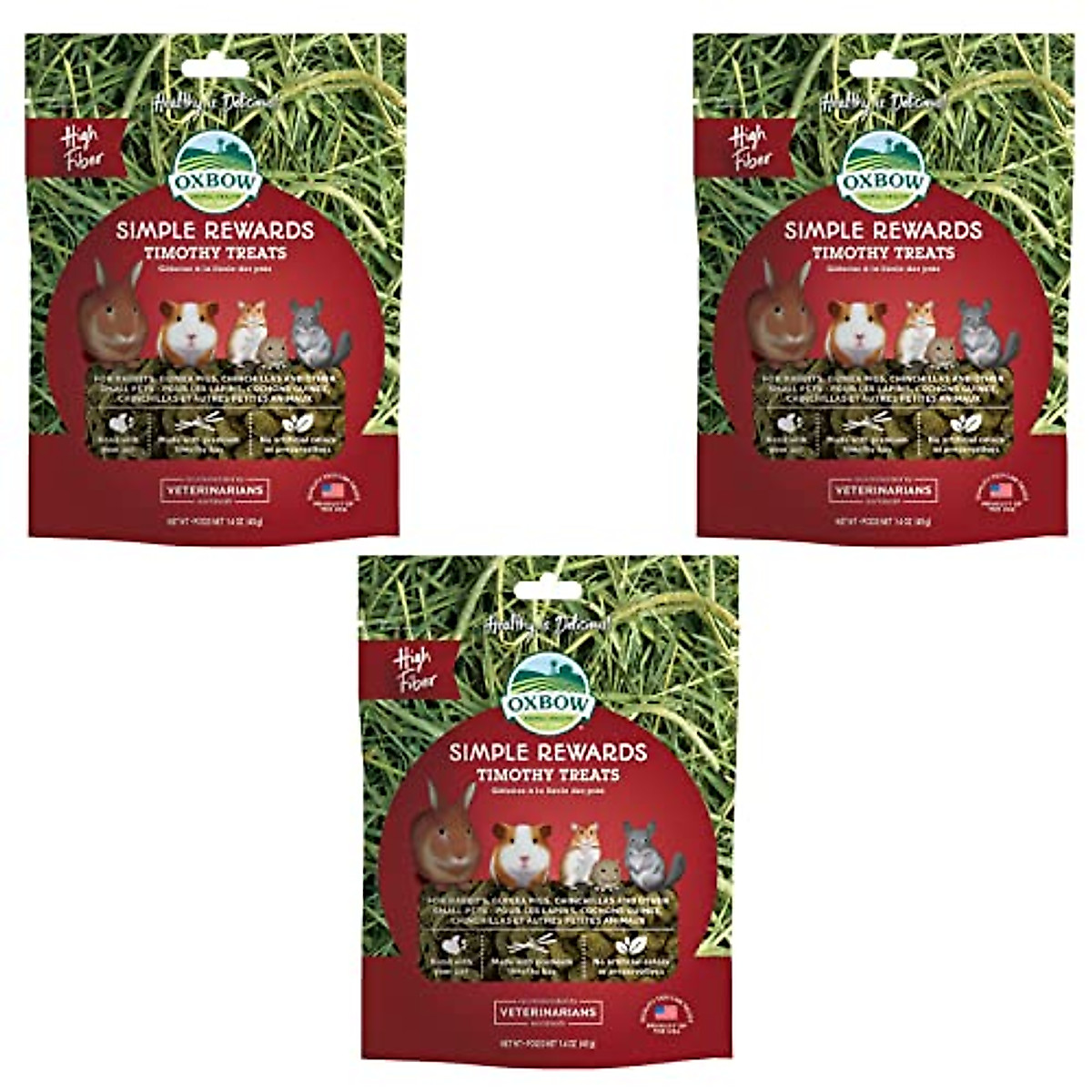 Oxbow (3 Pack) Simple Rewards Treats - Small Animals Timothy 1.4 oz