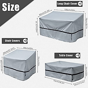 Octbird Patio Furniture Cover Set, 4Pcs Outdoor Furniture Cover Waterproof, Outdoor Couch Table Chairs Loveseat Sofa Covers Rectangle, 600D Heavy Duty Waterproof Oxford Fabric For Outdoor Setting