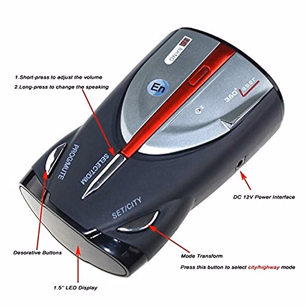 L-SHISM Radar Detector XRS 9880 Car Radar Detector Cobra Full 16-Band Language Anti Radar Detector for Driving Radar detectors for Cars