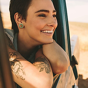 Pierced Owl - Green Aventurine Stone Double Flared Saddle Tunnels, Sold as a Pair (10mm (00GA))