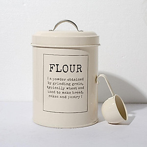 ＫＬＫＣＭＳ Rustic Metal Storage Tin Jar 3L Container, Sealed Lid, FLOUR