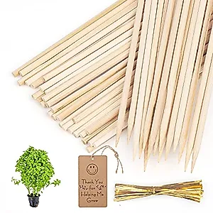 40 Pack 18'' Natural Bamboo Plant Stakes, Wood Plant Supports, Wood Garden Sticks for Plants Tomato Floral Potted, Wooden Sign Posting Garden Sticks