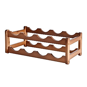 Maydear Bamboo Wine Rack, 4-Tier Wine Bottle Holder Tabletop Wine Bottle Organizer Storage 16 Bottles Wine Racks Sturdy and Durable Cabinet Shelf Free Standing Wine Display Shelf