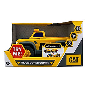 CAT Construction Toys, Truck Constructors Toy Dump Truck - Realistic Lights & Sounds + Easy Transforming + Movable Parts + Sturdy Plastic Construction + Batteries Included