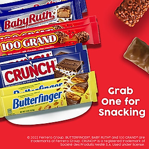 Butterfinger, CRUNCH, Baby Ruth and 100 Grand, Bulk 28 Pack, Assorted Full Size Chocolate Candy Bars, 48 oz