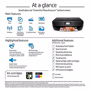 HP Envy 4520 Wireless All-in-One Color Photo Printer with Mobile Printing,HP Instant Ink or Amazon Dash replenishment ready (F0V69A)