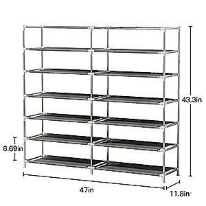 UDEAR Portable Wardrobe Shoe Rack Bundle,Closet Clothes Organizer with 6 Storage Shelves, 2 Hanging Sections and 4 Side Pockets,6-Tier Portable Free Standing Shoe Organizer,with Dustproof Cover,Black