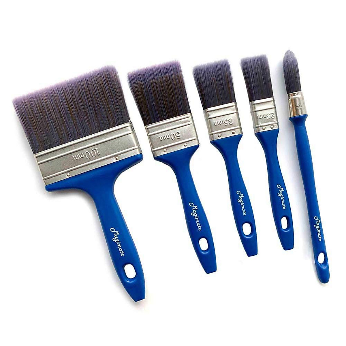 Magimate Paint Brush Set, Painters Professional Painting Brushes with an Elegance Tapered Trim Brush for Walls, Cabinets, Pack of 5