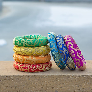 Singing Bowl Brocade Ring Cushion, Pillow For Buddhist Sound Bowl Nepal 7 Sizes Optional, Perfect Match Of Singing Bowl, O-ring Silk Brocade (Size : KIT 8-14 INCH)