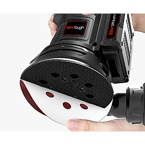 Powertough SA002 20v Cordless Random Orbital Sander 6-step Speed With 2.0A BatteryAnd Fast Charger 1pcs 125 Sander Wheel And 6pcs 125mm Sander Paper With Dust Bag